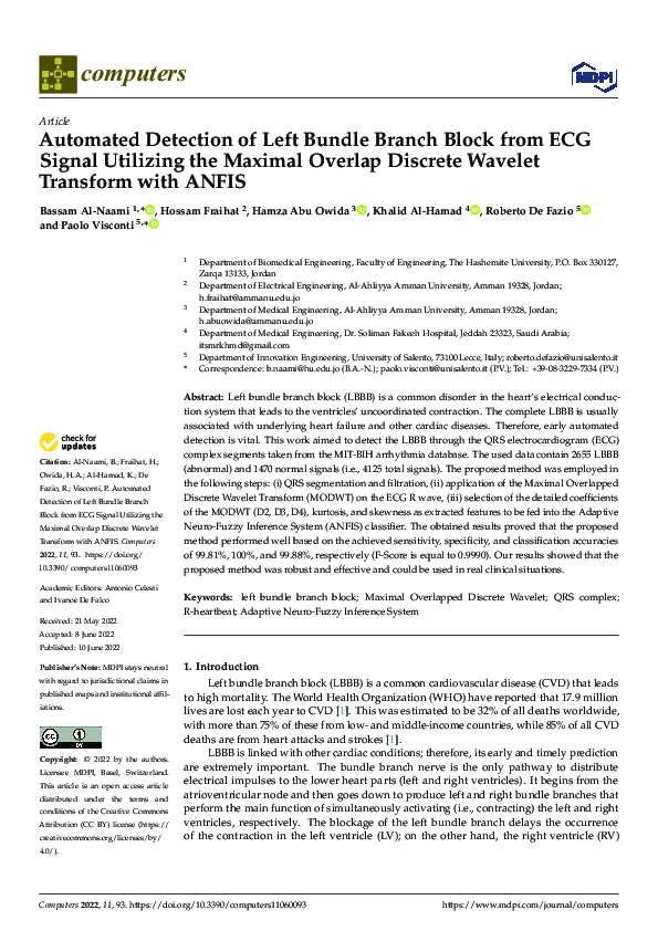 Pdf Automated Detection Of Left Bundle Branch Block From Ecg Signal Utilizing The Maximal