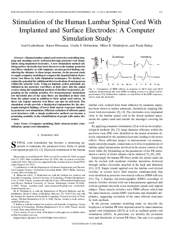 (PDF) Comparative Simulation of Spinal Cord Stimulation