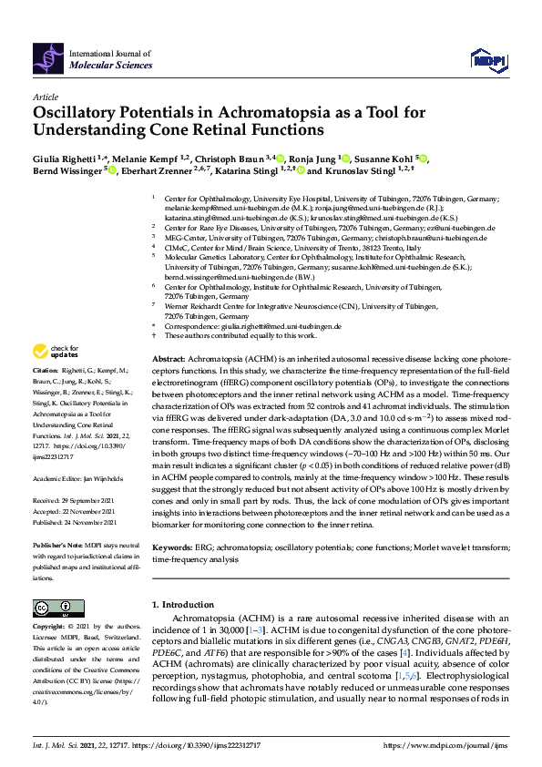 (PDF) Oscillatory Potentials in Achromatopsia as a Tool for ...
