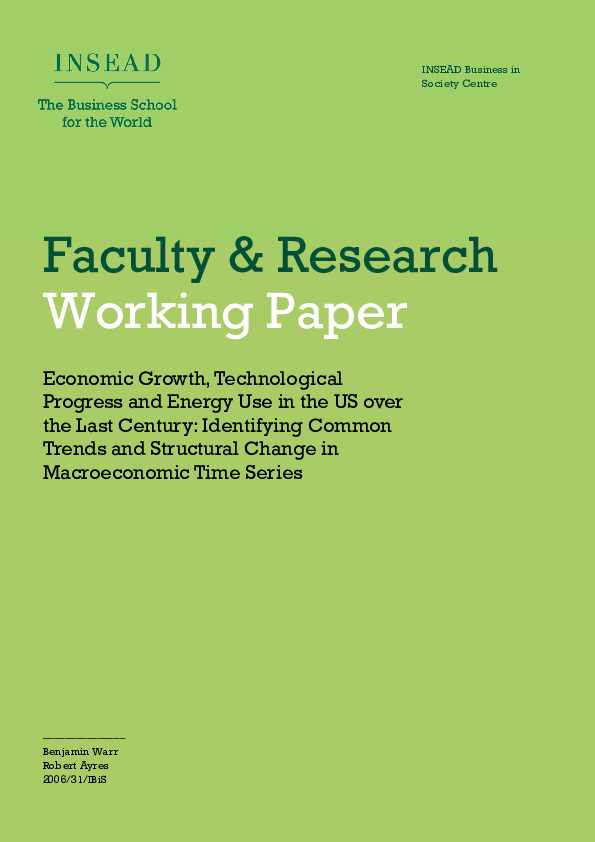 (PDF) Working Paper Economic Growth , Technological Progress and Energy ...