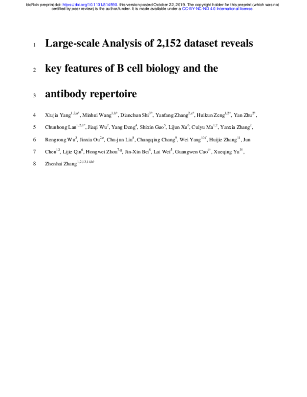(PDF) Large-scale Analysis of 2,152 dataset reveals key features of B ...