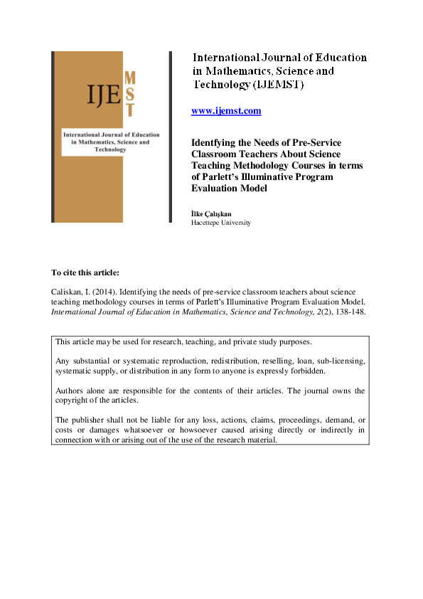 (PDF) Identfying the Needs of Pre-Service Classroom Teachers About ...