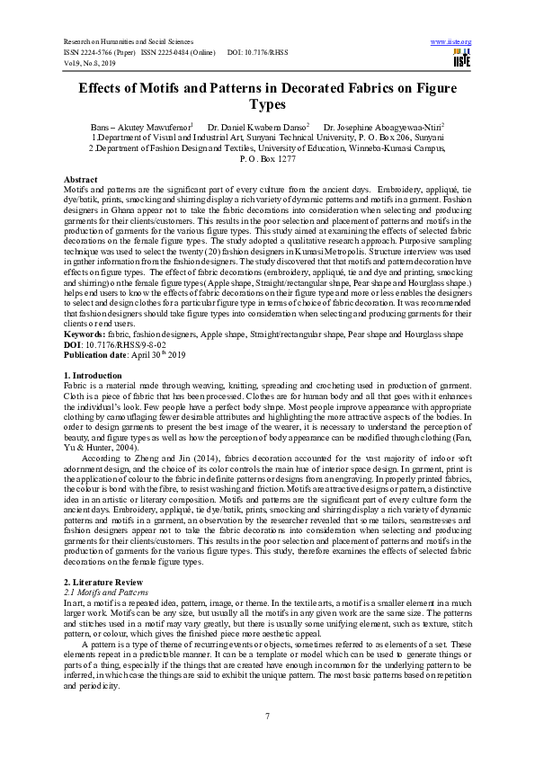 (PDF) Effects of Motifs and Patterns in Decorated Fabrics on Figure Types