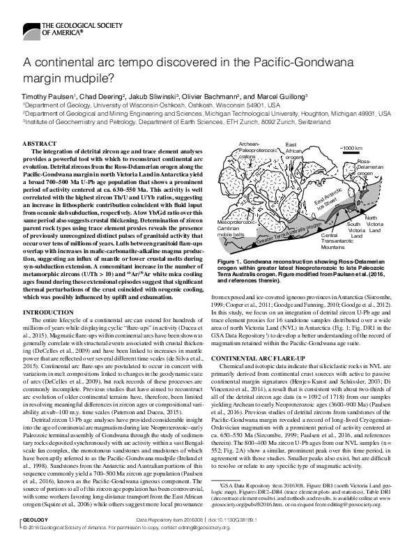 (PDF) A continental arc tempo discovered in the Pacific-Gondwana margin ...