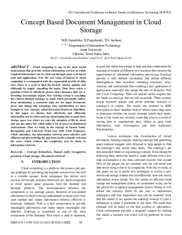 (PDF) Concept based document management in cloud storage