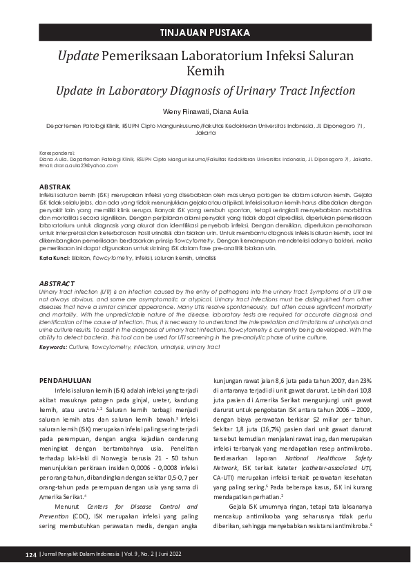 (PDF) Update Pemeriksaan Laboratorium Infeksi Saluran Kemih