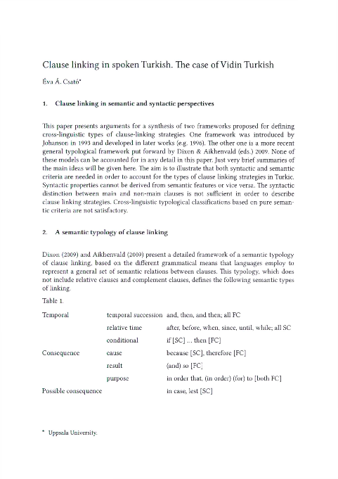 (PDF) Clause linking spoken Turkish : the case of Vidin Turkish