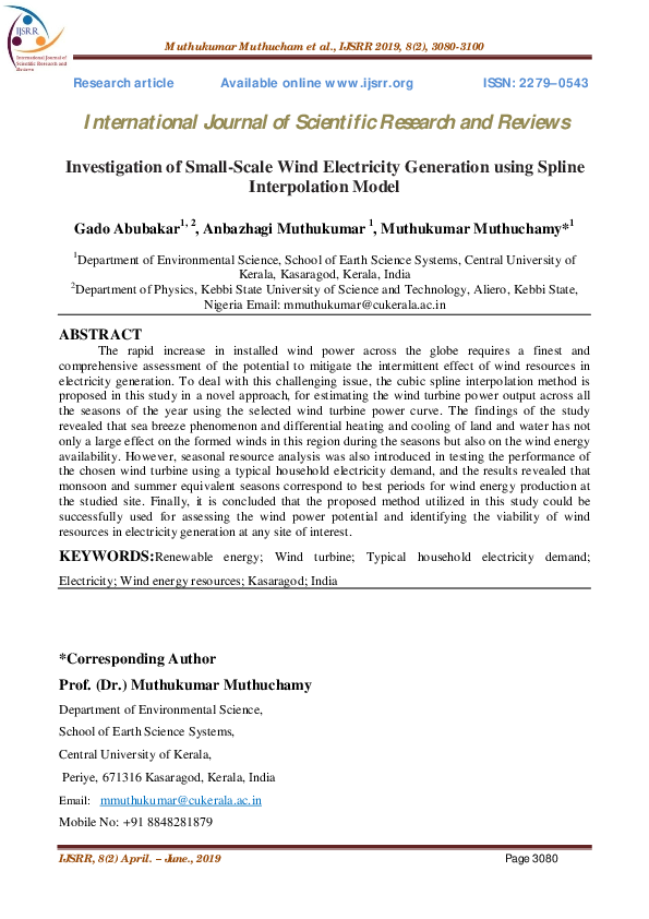 (PDF) Investigation of Small-Scale Wind Electricity Generation using ...
