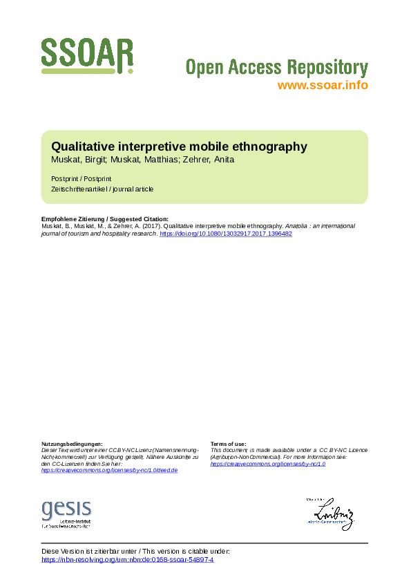 (PDF) Qualitative interpretive mobile ethnography