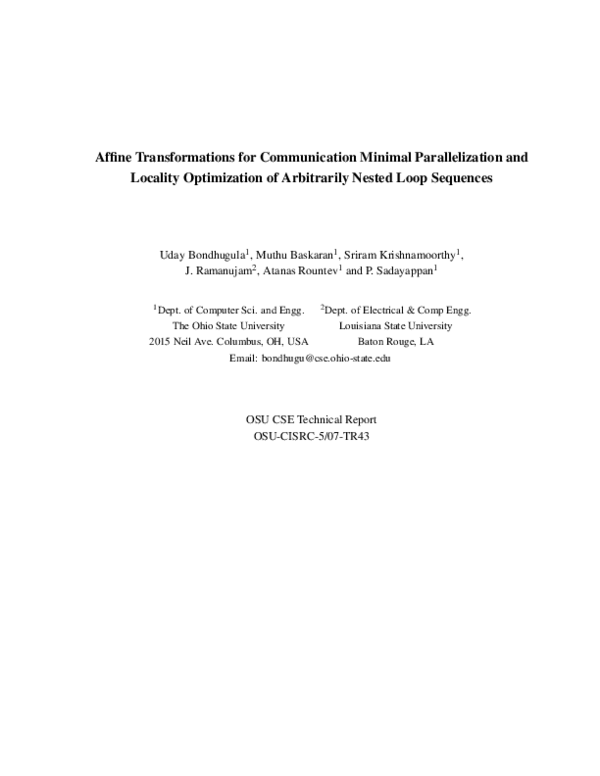 (PDF) Affine transformations for communication minimal parallelization and locality optimization ...