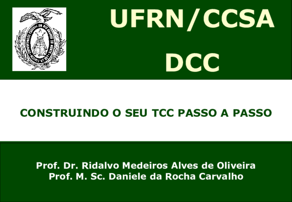 (PDF) CONSTRUINDO O SEU TCC PASSO A PASSO UFRN/CCSA DCC