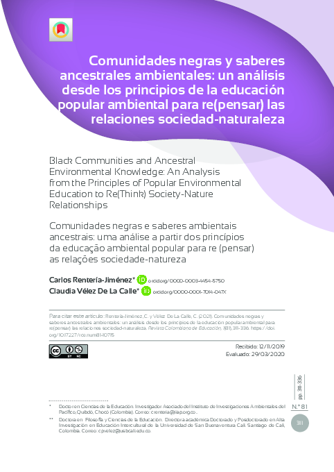 (PDF) Comunidades negras y saberes ancestrales ambientales: un análisis ...