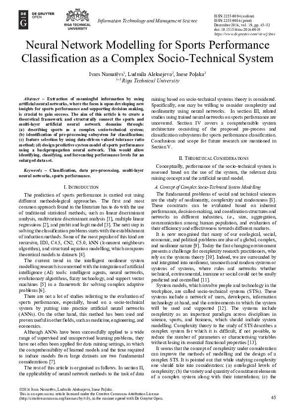 (PDF) Neural Network Modelling for Sports Performance Classification as ...