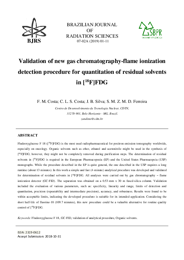 (PDF) Validation of new gas chromatography-flame ionization detection procedure for quantitation ...