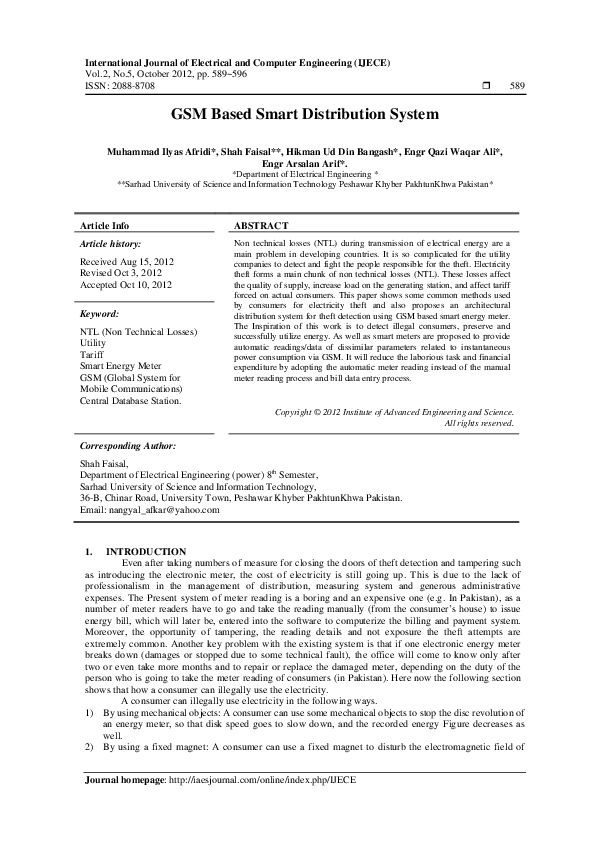 (PDF) GSM Based Smart Distribution System (PDF) GSM Based Smart Distribution System