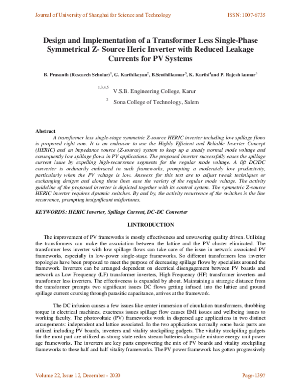 (PDF) Design and Implementation of a Transformer Less Single-Phase Symmetrical Z- Source Heric ...