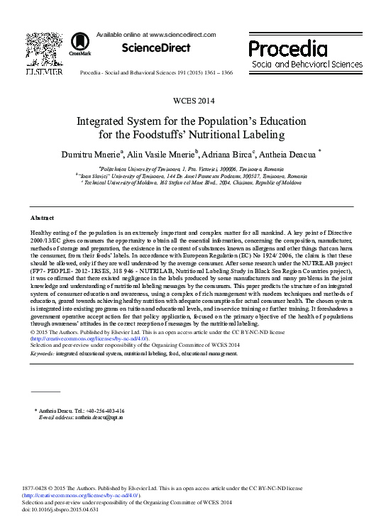 (PDF) Integrated System for the Population's Education for the ...