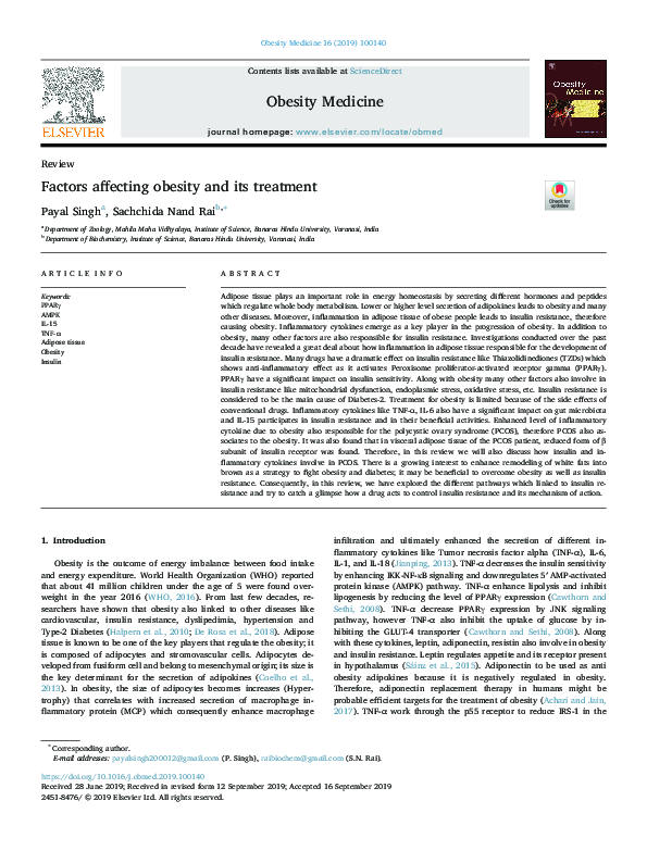 (PDF) Factors affecting obesity and its treatment