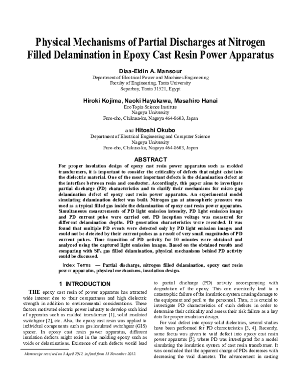 (PDF) Physical mechanisms of partial discharges at nitrogen filled ...