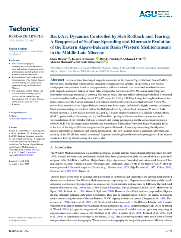 (PDF) Back Arc Dynamics Controlled by Slab Rollback and Tearing - A ...