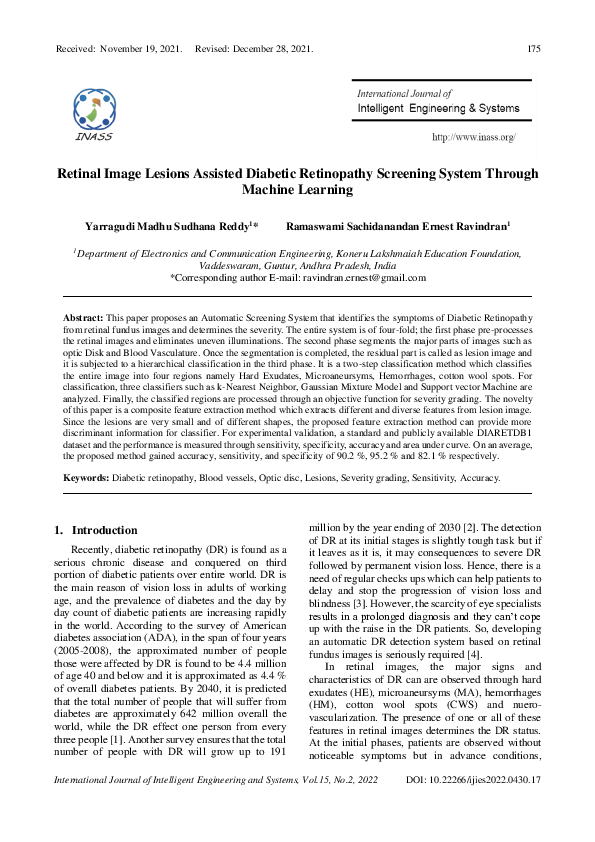 (PDF) Retinal Image Lesions Assisted Diabetic Retinopathy Screening ...