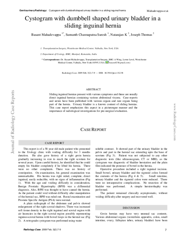 (PDF) Cystogram with dumbbell shaped urinary bladder in a sliding ...