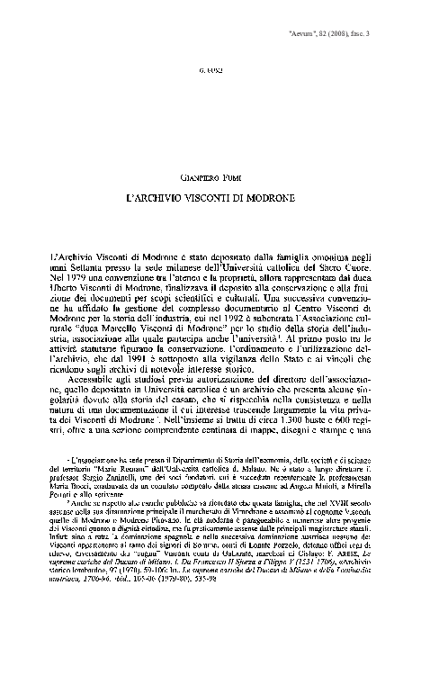 (PDF) L'Archivio Visconti di Modrone
