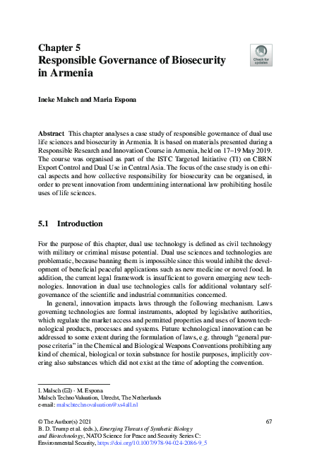 (PDF) Responsible Governance of Biosecurity in Armenia