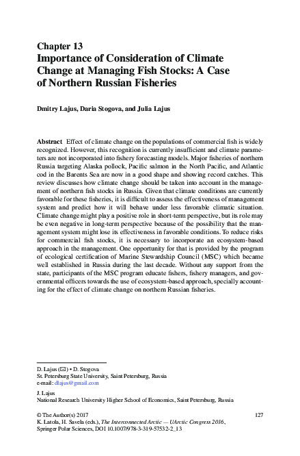 (PDF) Importance of Consideration of Climate Change at Managing Fish ...