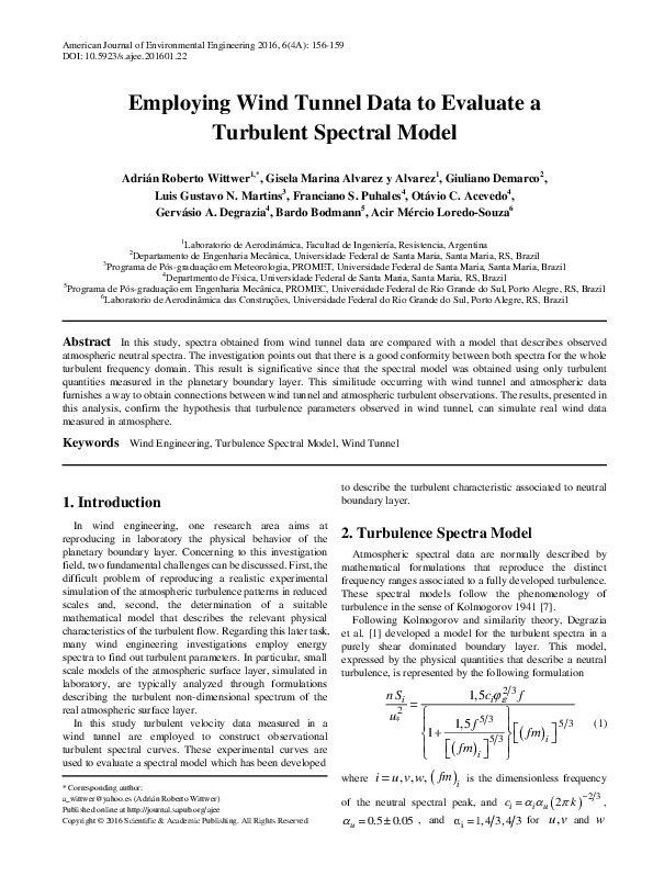 (PDF) Characteristics of the low-speed wind tunnel of the UNNE