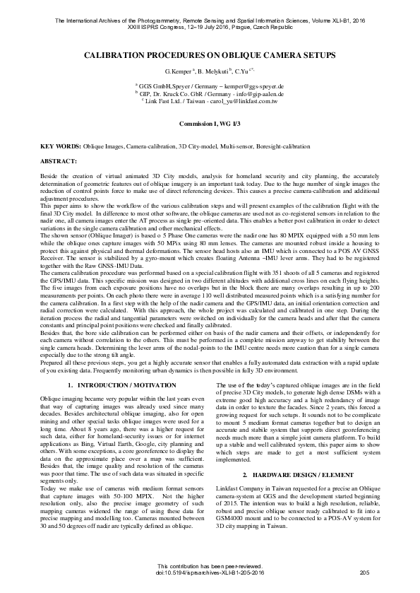 Pdf Calibration Procedures On Oblique Camera Setups