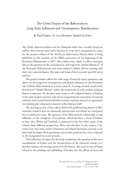 (PDF) The Global Impact of the Reformations: Long-Term Influences and ...
