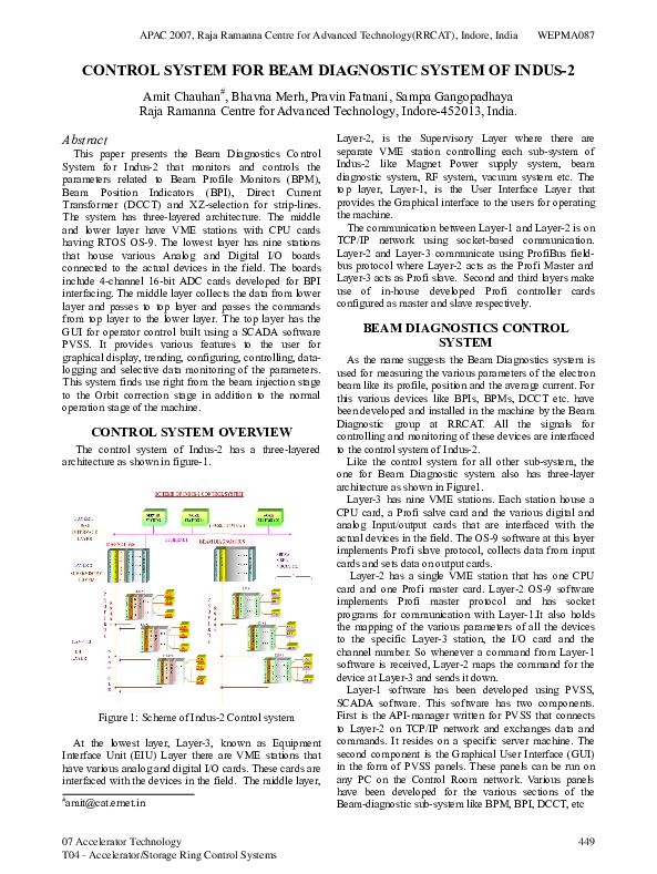 (PDF) Control System for Beam Diagnostic System of INDUS-2