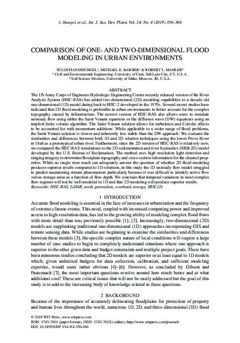 (PDF) Comparison of one- and two-dimensional flood modeling in urban ...