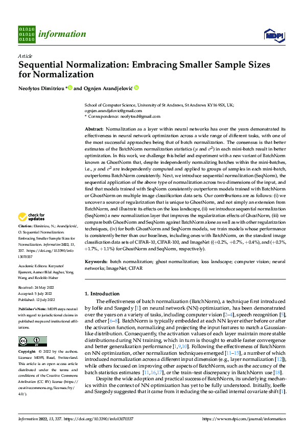 Pdf Sequential Normalization Embracing Smaller Sample Sizes For