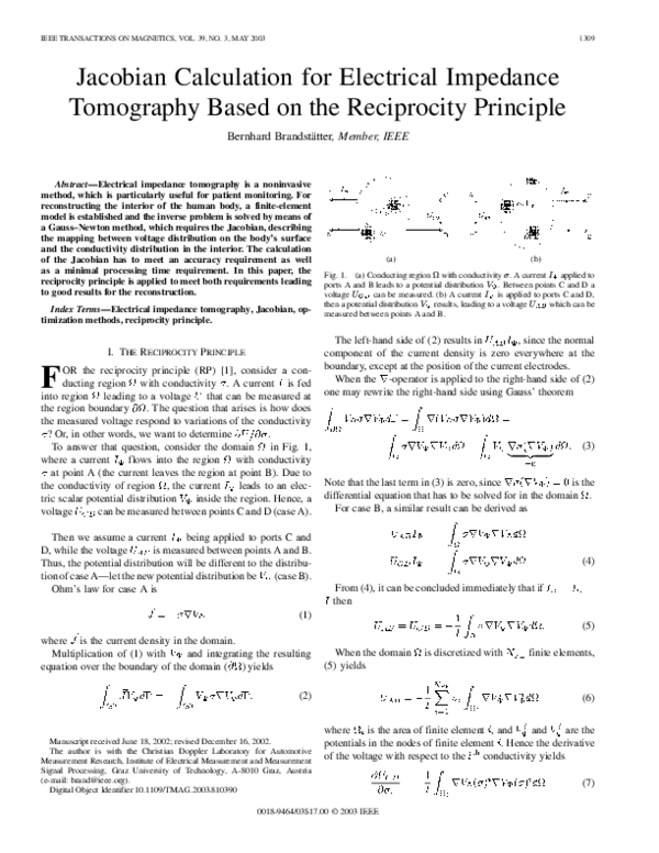 (PDF) Jacobian calculation for electrical impedance tomography based on the reciprocity ...