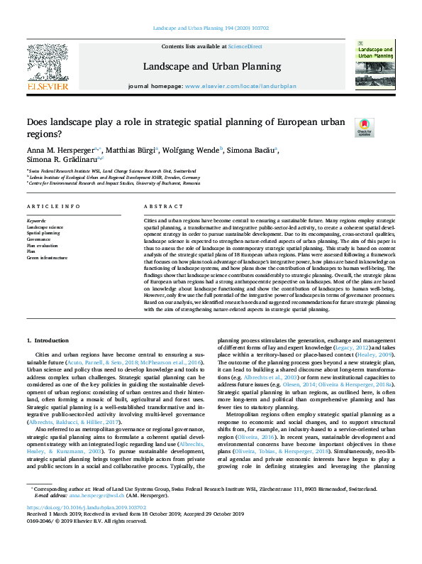 (PDF) Does landscape play a role in strategic spatial planning of ...