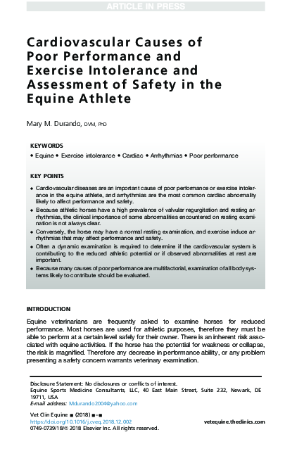 (PDF) Cardiovascular Causes of Poor Performance and Exercise ...