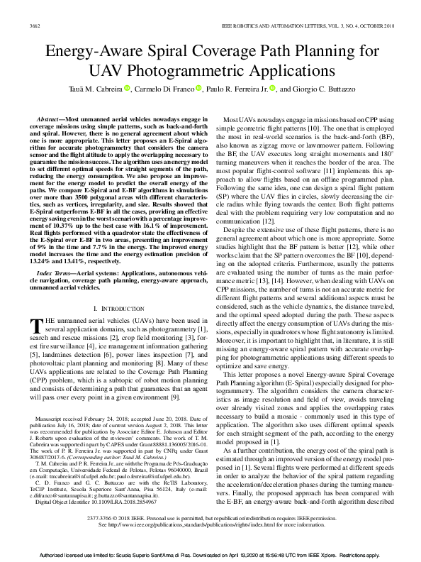 (PDF) Energy-Aware Spiral Coverage Path Planning for UAV Photogrammetric Applications