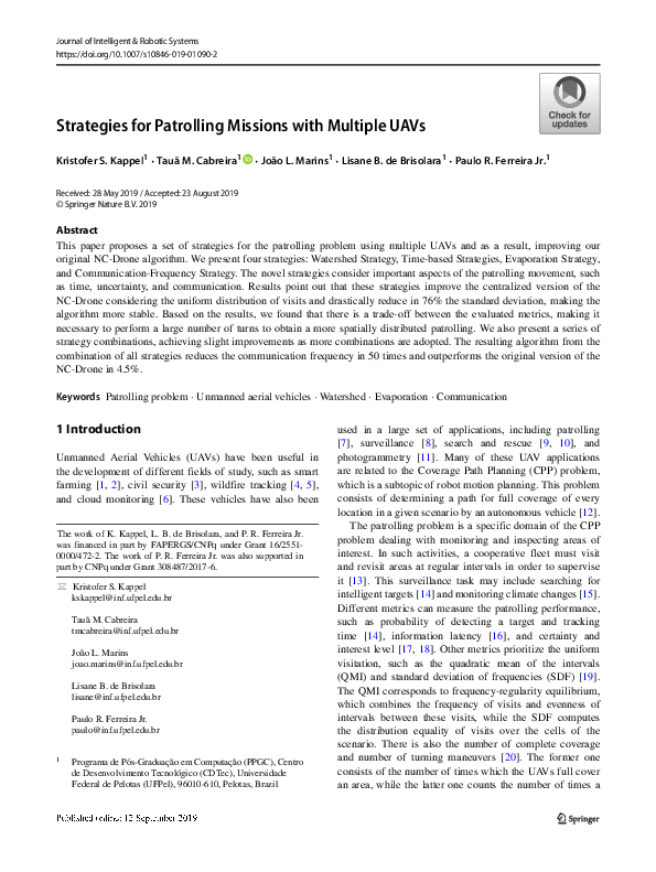 (PDF) Strategies for Patrolling Missions with Multiple UAVs