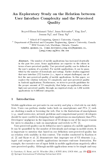 (PDF) An Exploratory Study on the Relation between User Interface Complexity and the Perceived ...