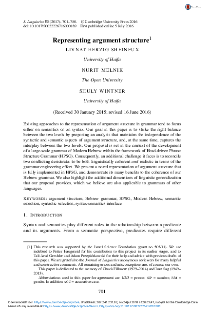 (PDF) Representing argument structure