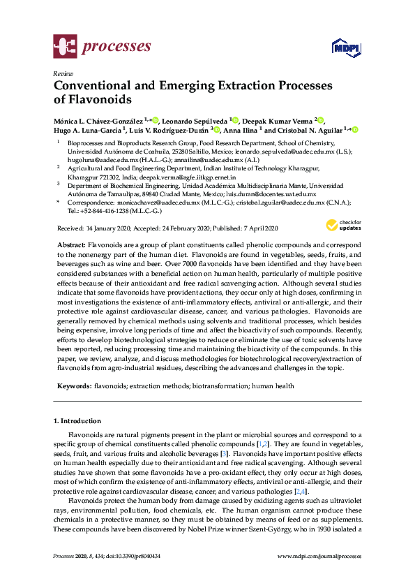 (PDF) Conventional and Emerging Extraction Processes of Flavonoids