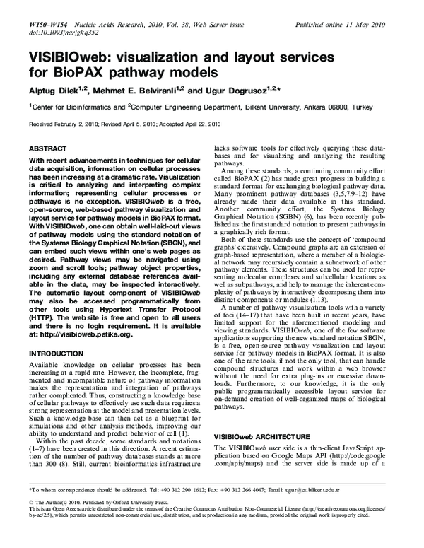 (PDF) VISIBIOweb: visualization and layout services for BioPAX pathway models