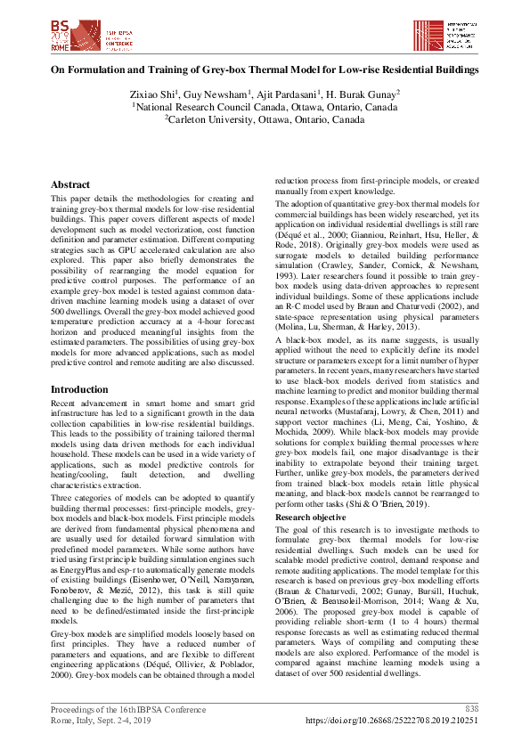 (PDF) On Formulation and Training of Grey-box Thermal Model for Low ...