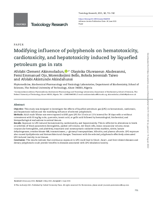 (PDF) Modifying influence of polyphenols on hematotoxicity ...