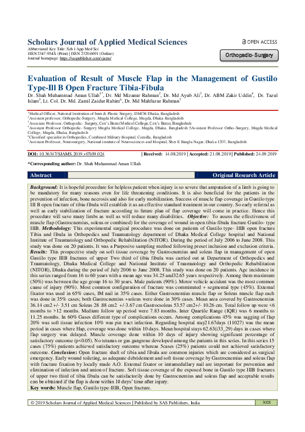 (PDF) Evaluation of Result of Muscle Flap in the Management of Gustilo ...