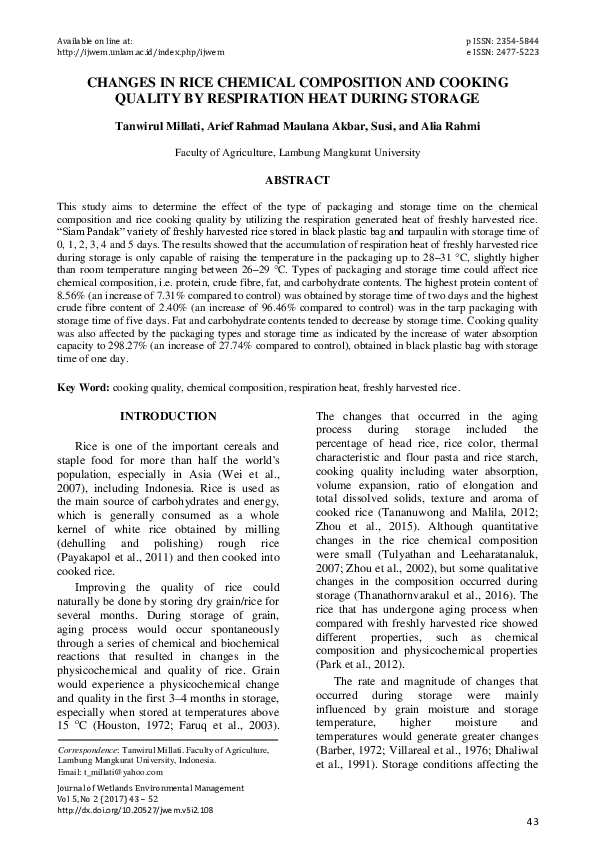 (PDF) Changes in Chemical Composition and Rice Cooking Quality Through ...