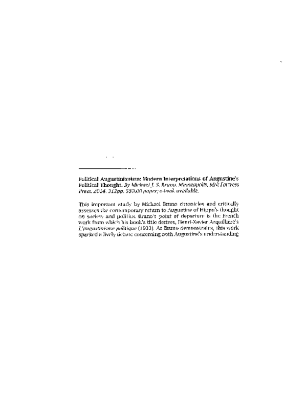 (PDF) Political Augustinianism: Modern Interpretations of Augustine's ...
