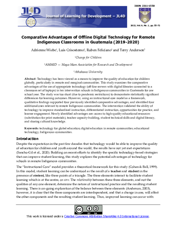(PDF) Comparative Advantages of Offline Digital Technology for Remote ...